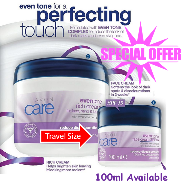 AVON CARE – Even Tone – SPF 15 - Face Cream – Travel Size – 100ml - A ...
